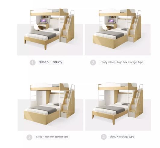 Staggered bunk bed multi-functional small apartment children's high and ...