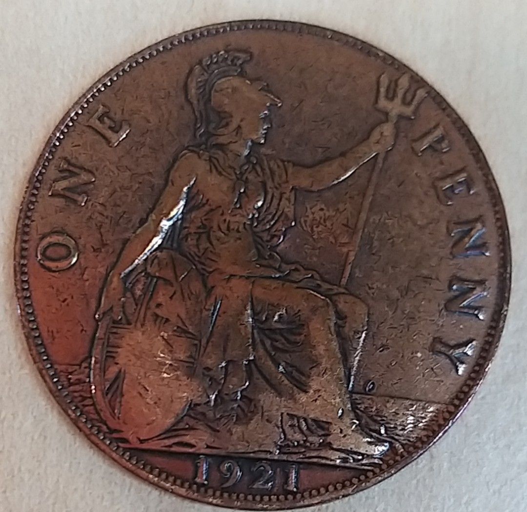 UK 1921 One Penny old coin, Hobbies & Toys, Memorabilia & Collectibles ...
