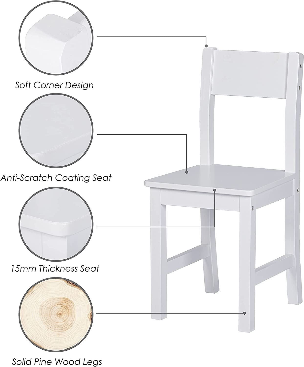 UTEX Kids Study Desk with Chair, Wooden Children School Study Table ...