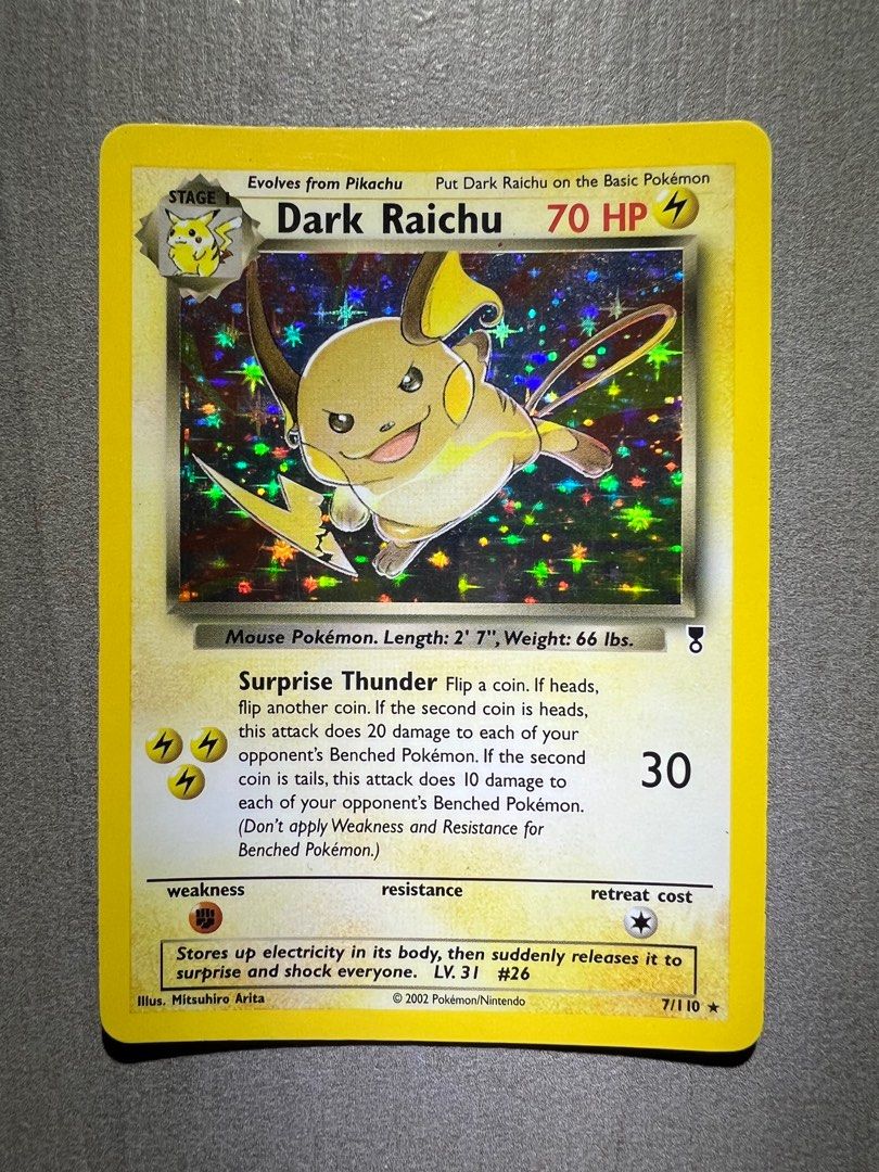 [Vintage] Dark Raichu Legendary Collection Pokemon Card, Hobbies & Toys ...