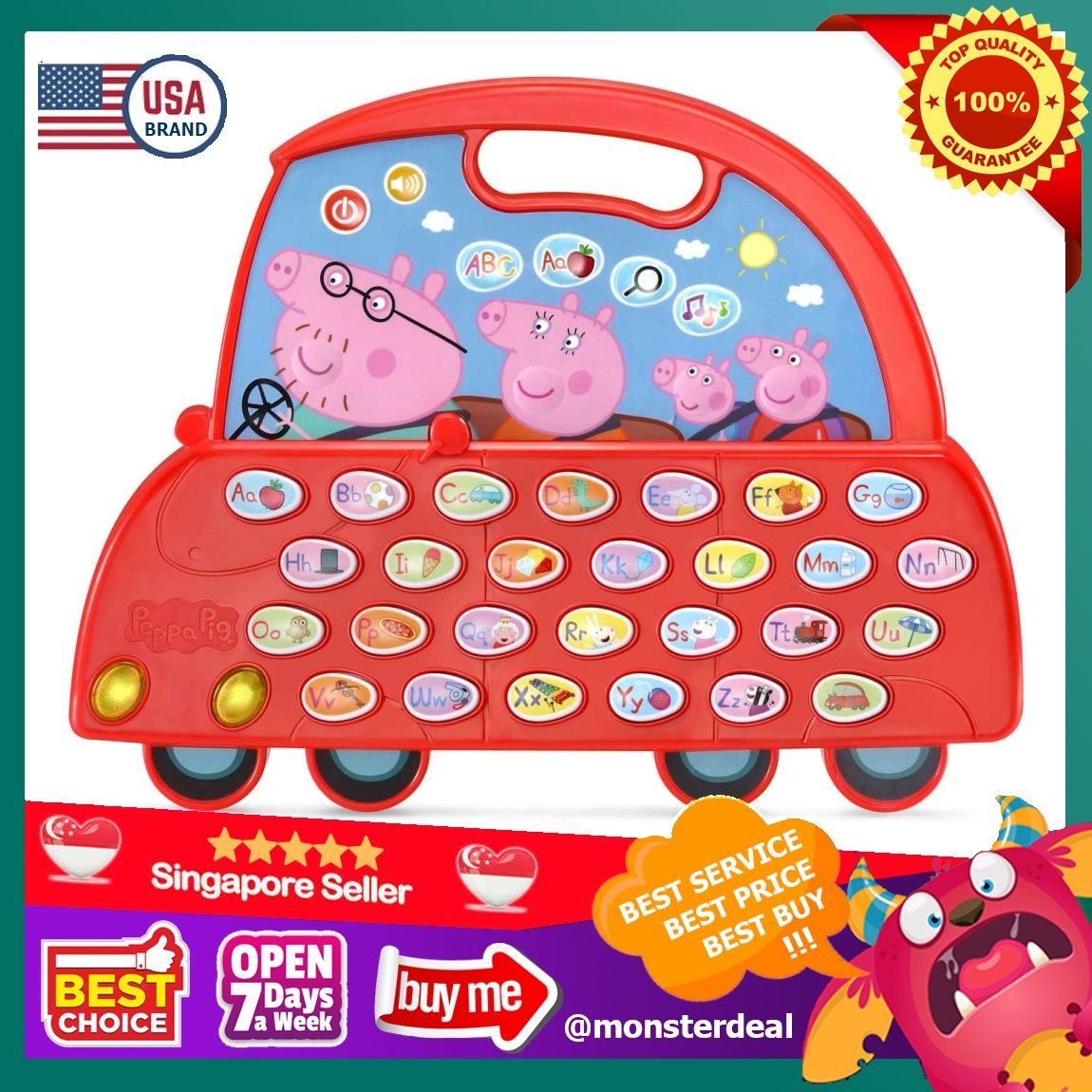 VTech 80-530600 Peppa Pig Learn & Go Alphabet Car Learning Toy,Red ...