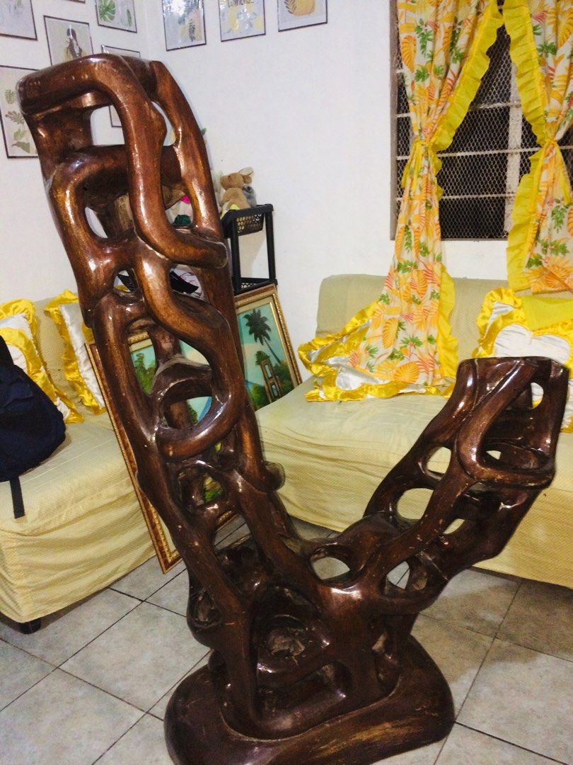 Wine Rack Tree Trunk Solid Wood, Furniture & Home Living, Kitchenware ...