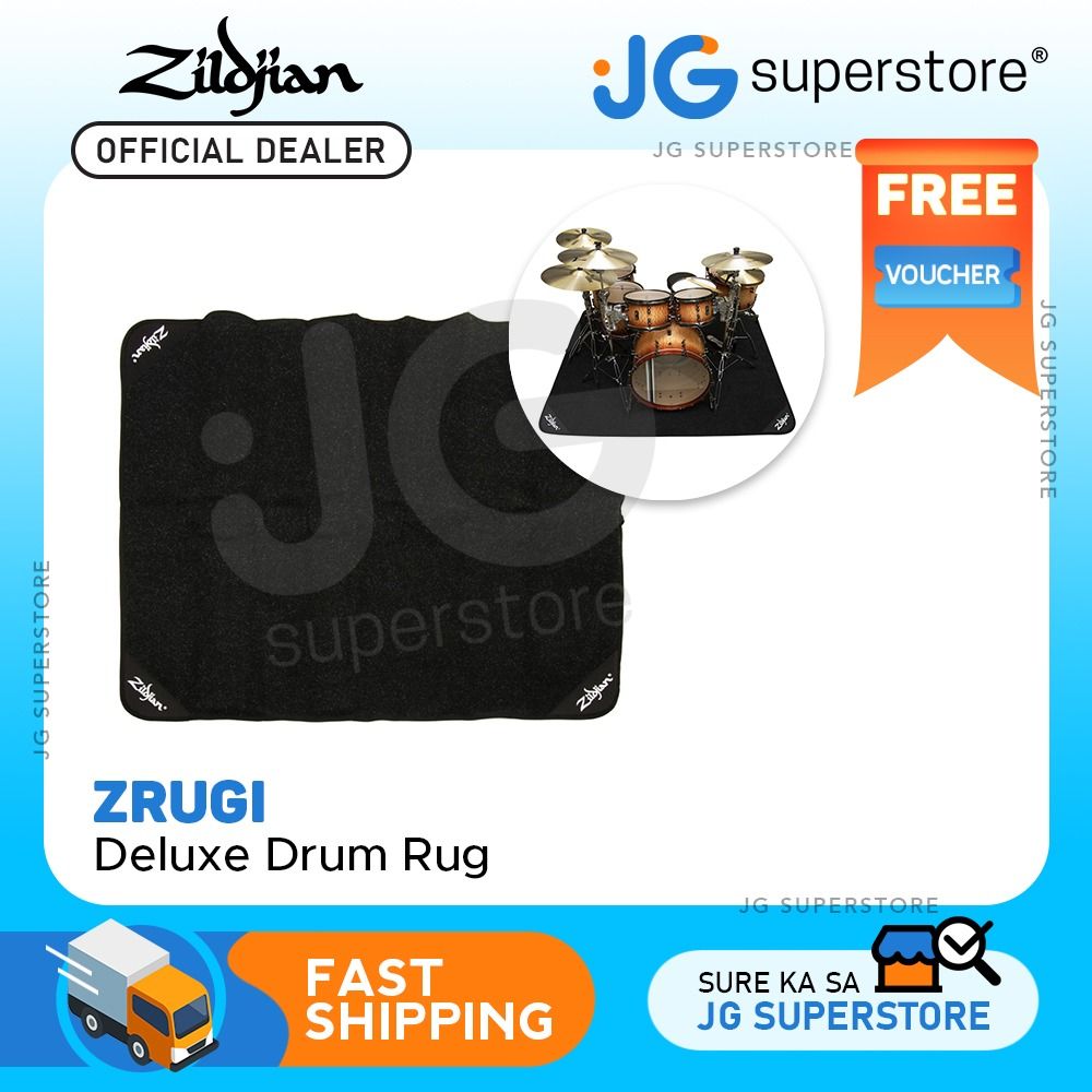 Zildjian Deluxe Black Drum Rug with Logo, Nylon Case, Built-in Strap ...
