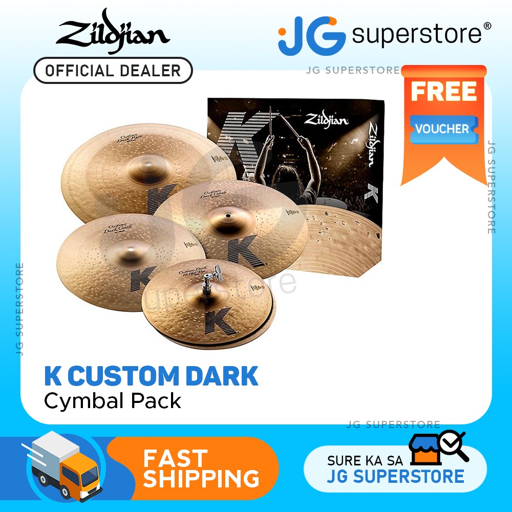 Zildjian K Custom Dark Cymbal Pack with 14" Hi-Hats, 16"/18" Crash and 20" Ride for Drums ...