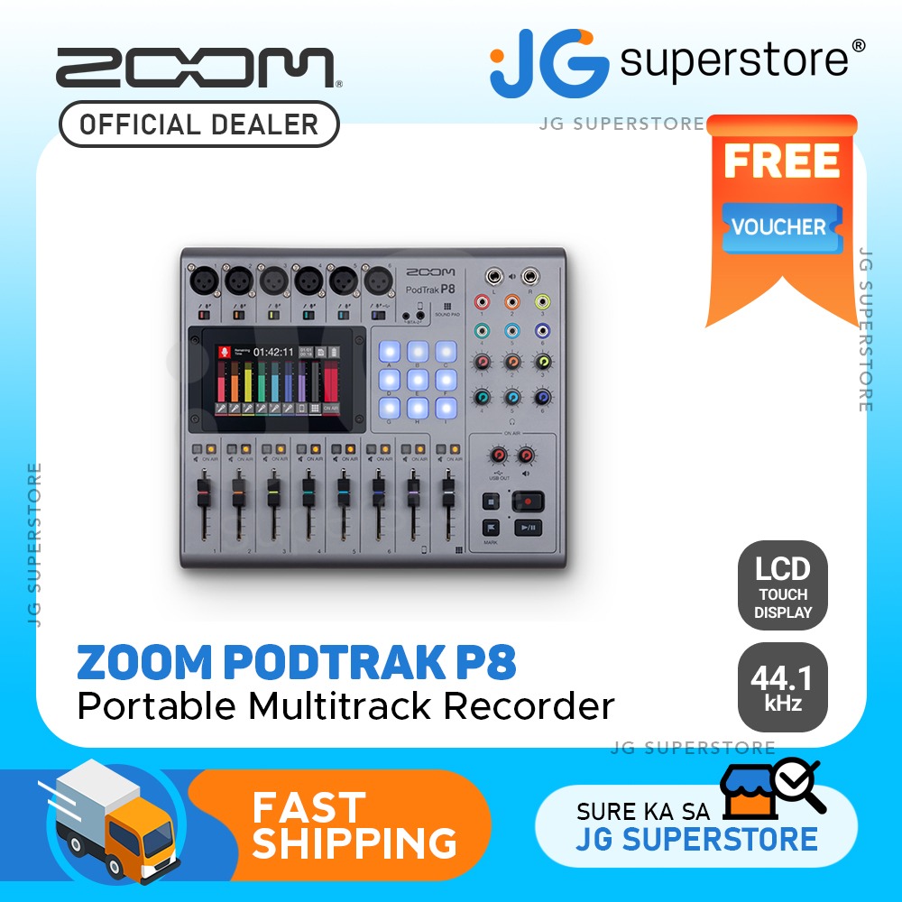 Zoom PodTrak P8 Podcast Recorder 6 USB Audio Interface with Onboard ...