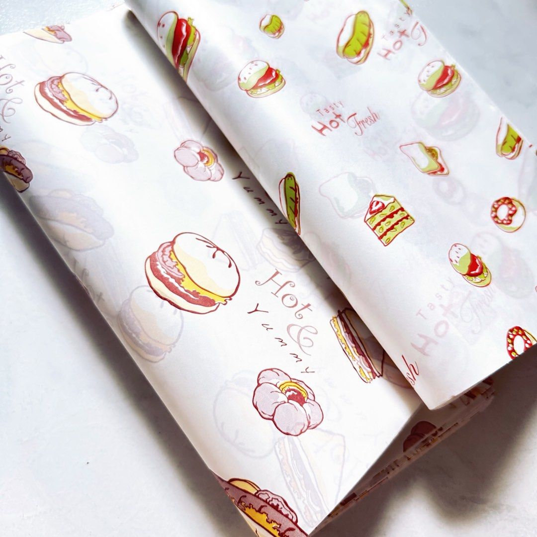 100pcs Sandwich Hamburger Wax Paper Grease Food Wrapper, Food & Drinks ...