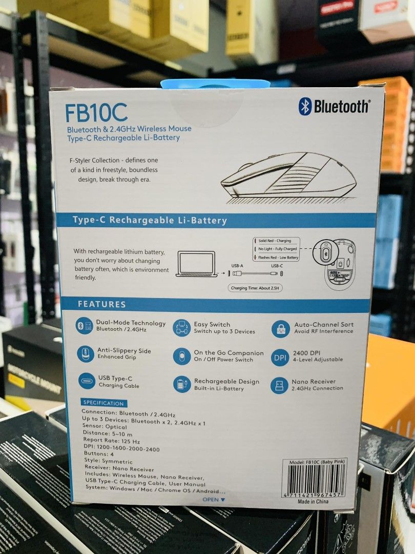 A4Tech Fstyler FB10C Rechargeable Bluetooth & 2.4ghz Wireless Mouse ...