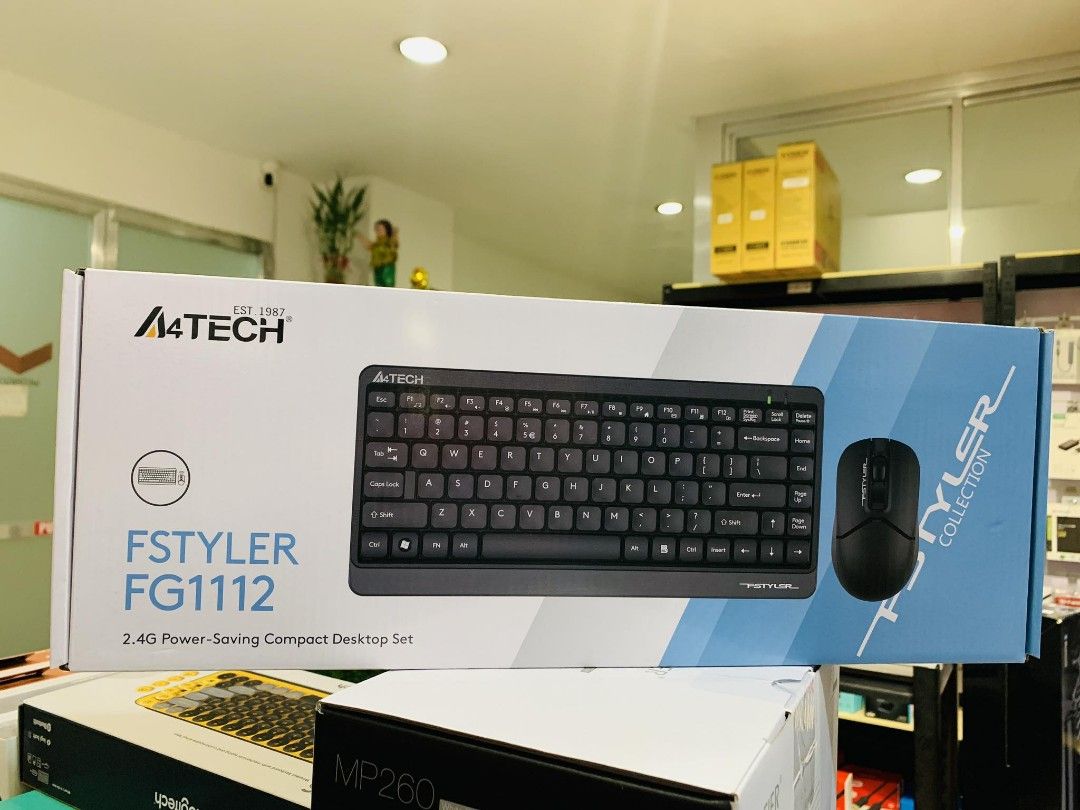 A4Tech Fstyler FG1112 Wireless Compact Keyboard and Mouse Combo Black, Computers & Tech, Parts ...