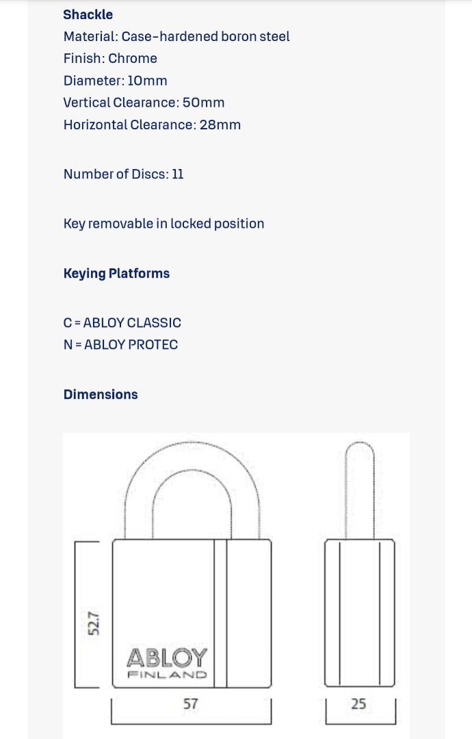 ABLOY PL340 Padlock Made In Finland, Furniture & Home Living, Security ...