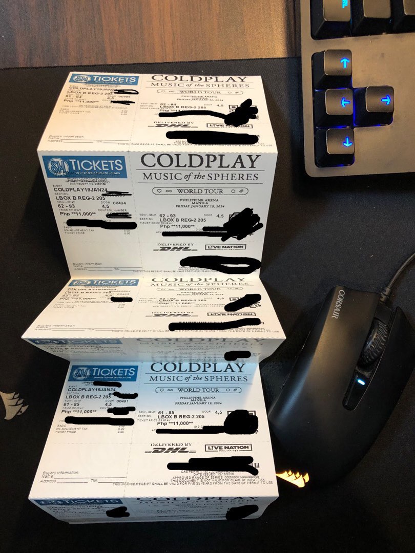 3 ADJACENT SEATS!! COLDPLAY MANILA DAY 1! (Music of the spheres) on ...