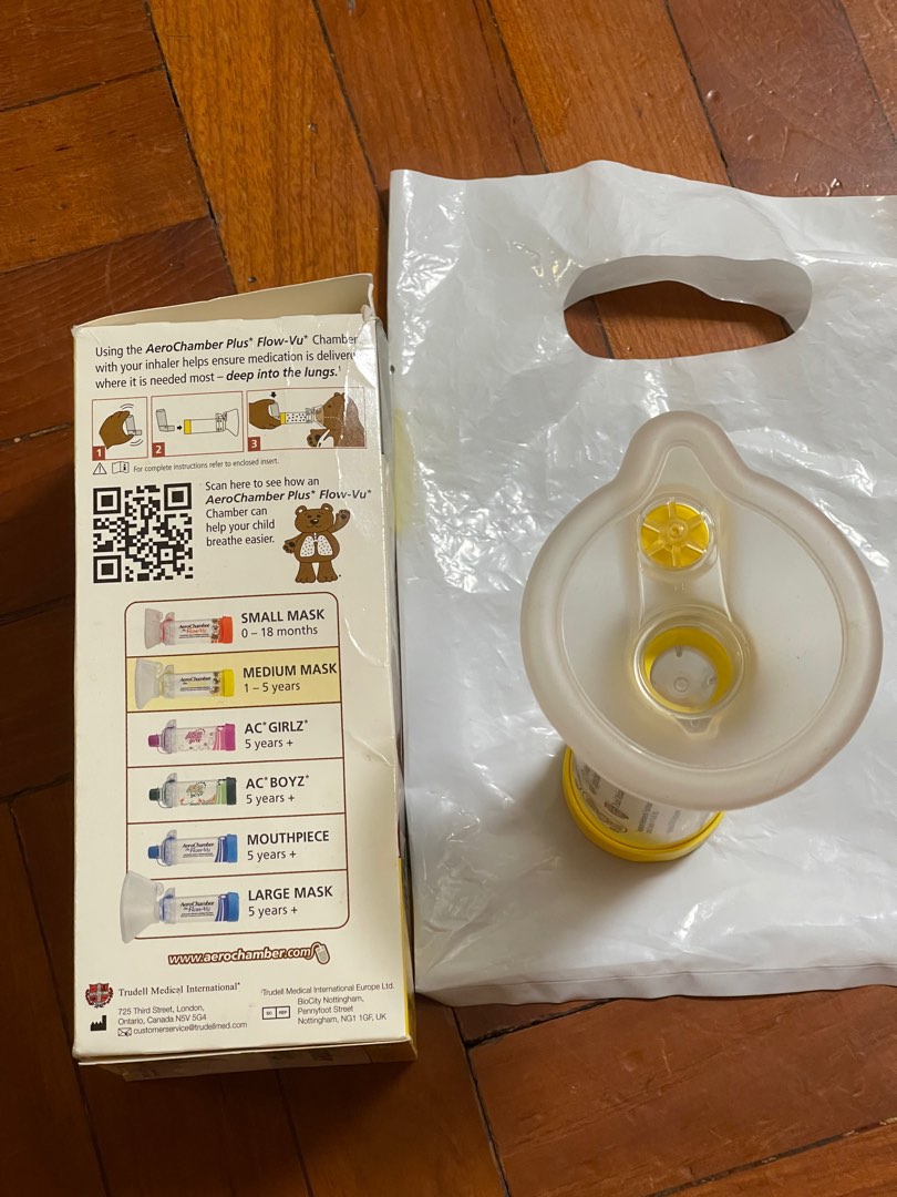 AeroChamber Plus Flow-vu 幼兒噴霧劑助吸氣面罩, 健康及營養食用品, 醫療用品和工具 - Carousell