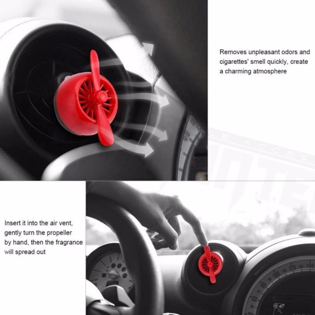 Air Freshener Car Vent Propeler Fragrance - Random Center Design (Red ...