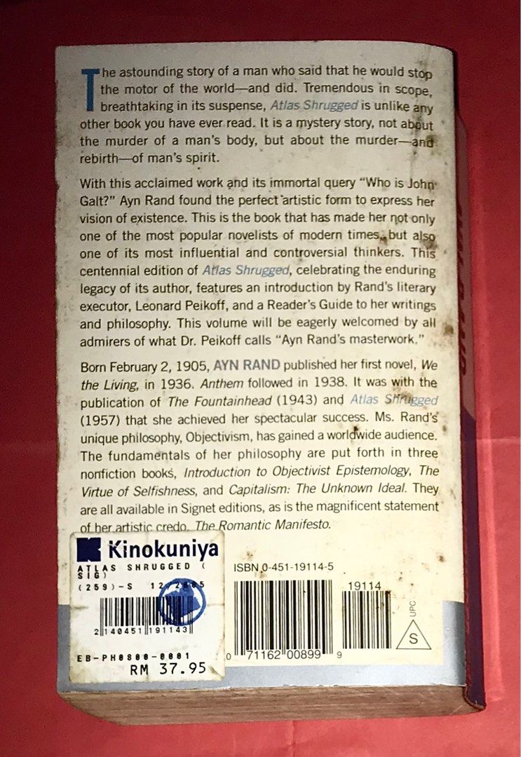 AYN RAND - ATLAS SHRUGGED BOOK CENTENNIAL EDITION, Hobbies & Toys ...