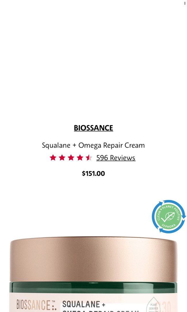Biossance Squalane + Omega Repair Cream, Beauty & Personal Care, Face ...