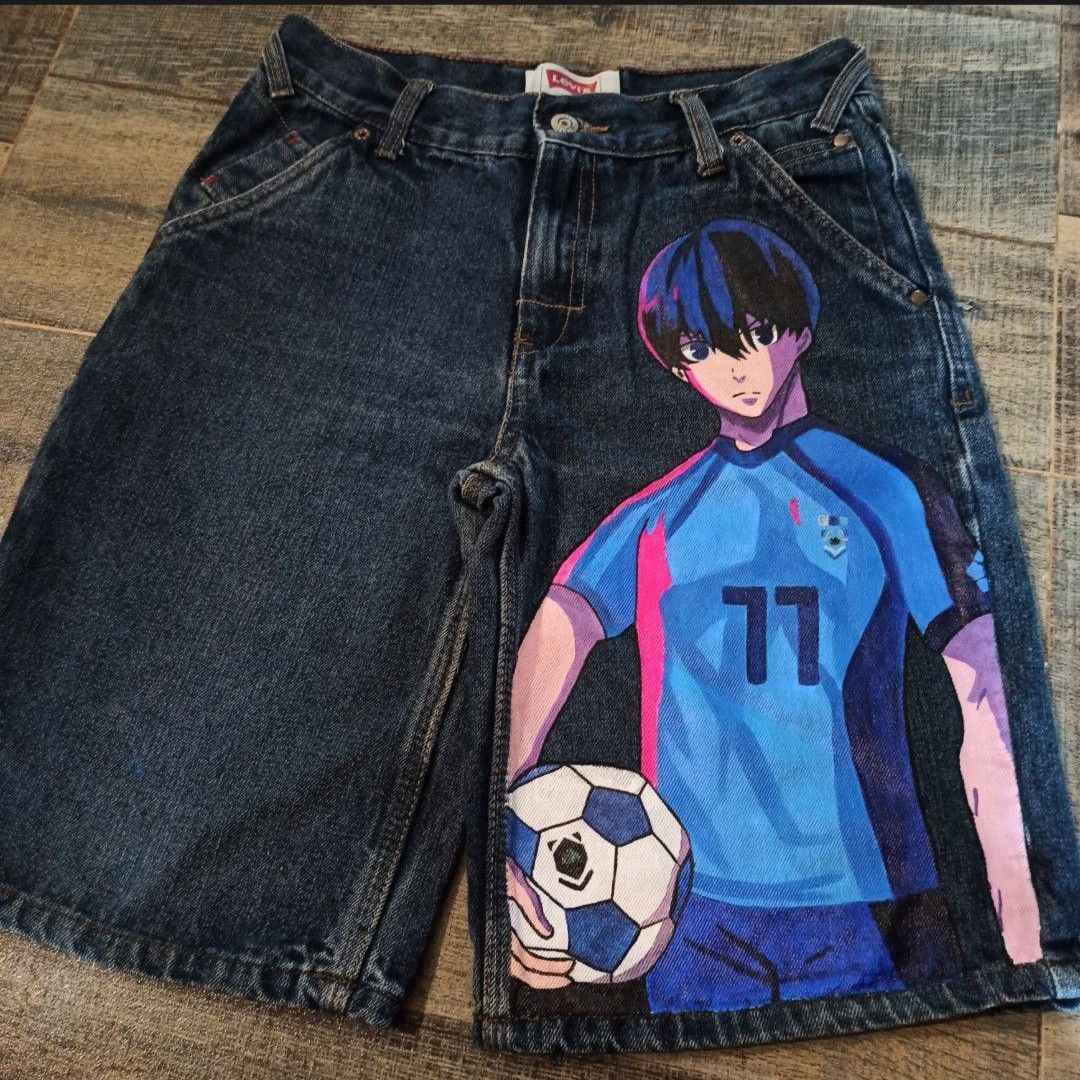 Blue Lock Handpainted Shorts (Isagi), Men's Fashion, Bottoms, Shorts on ...