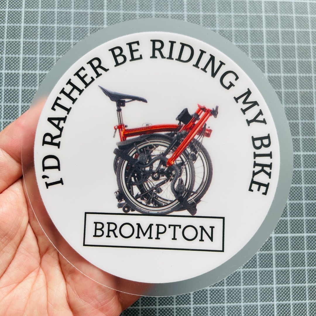 Brompton Red / Raw Lacquer . Static Cling Car Decals . 11cm diameter ...
