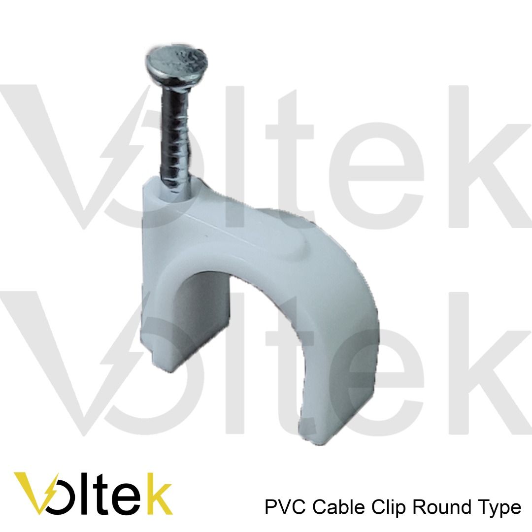 Cable Clip PVC clamp round and flat type white w/nail - 100pc/pack ...