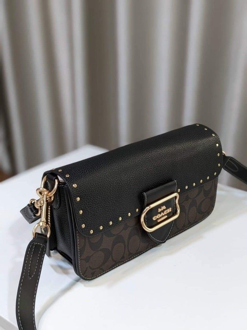 Coach Morgan Shoulder Bag In Colorblock Signature Canvas With Rivets ...