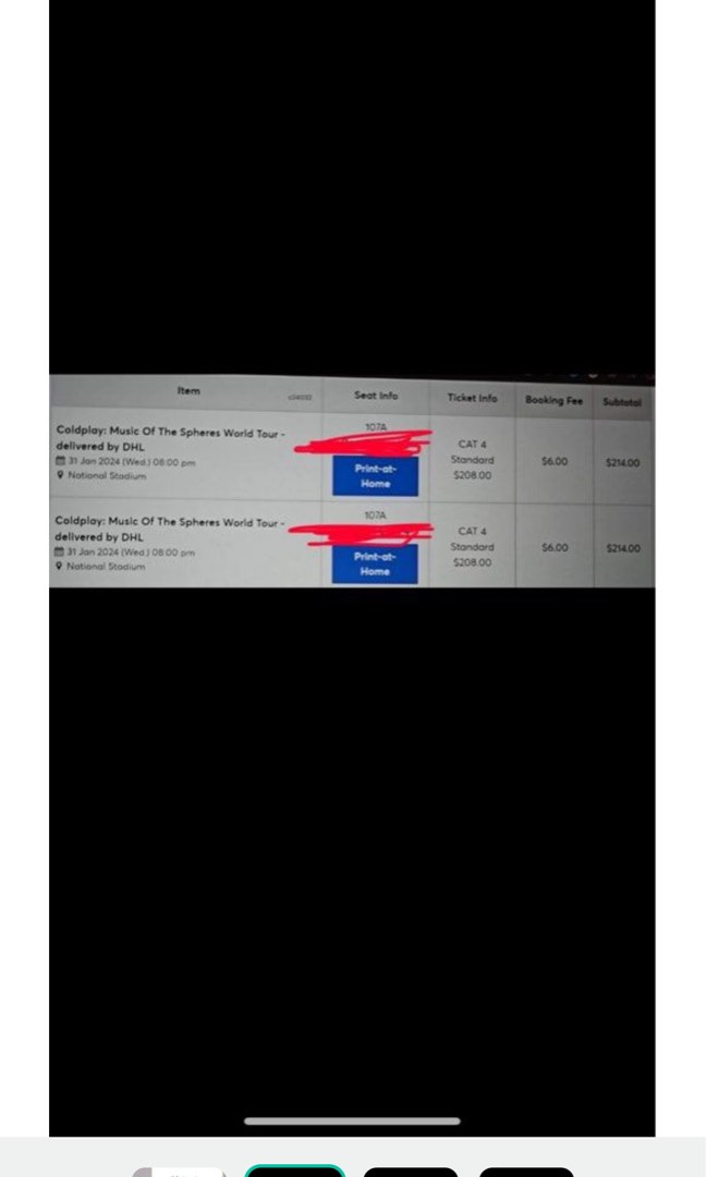 Coldplay Cat 4 x2 107A tickets singapore VIEW DAMN GOOD, Tickets ...