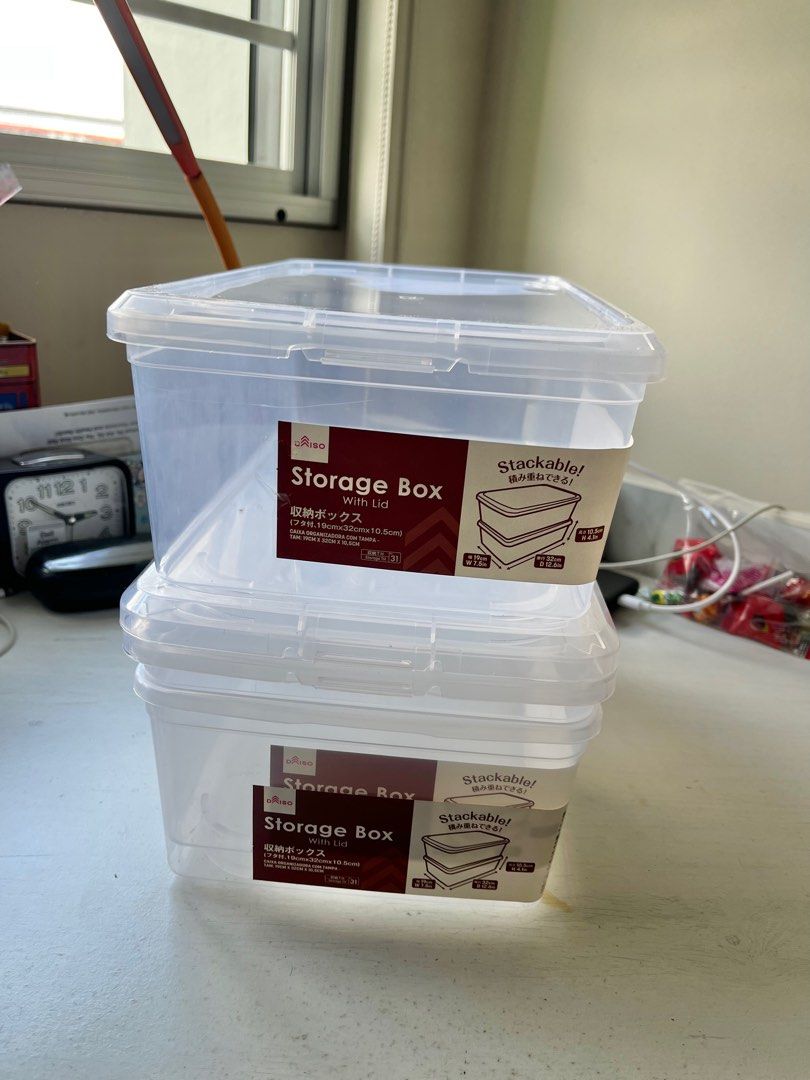 Daiso storage box with lid, Furniture & Home Living, Home Improvement ...