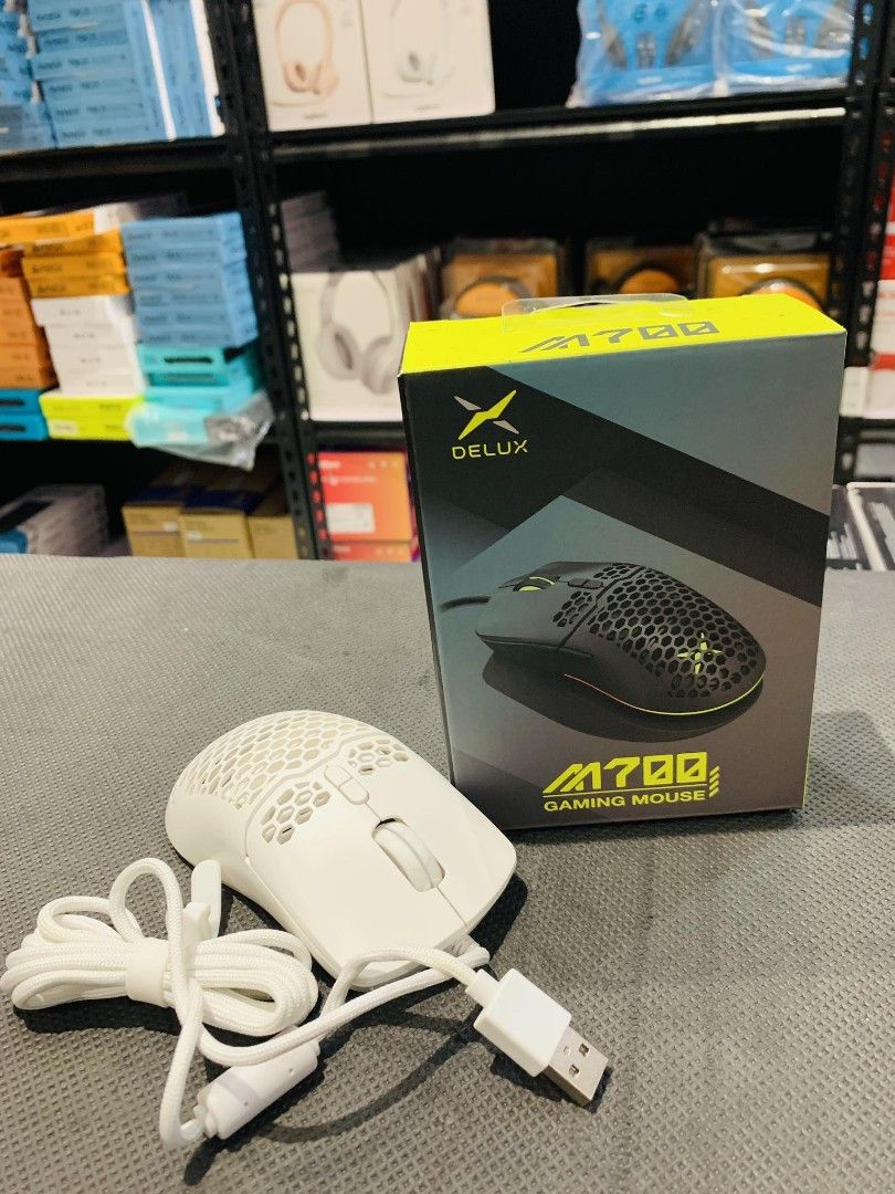 Delux M700A RGB Wired Gaming Mouse Honeycomb Design A825 White ...
