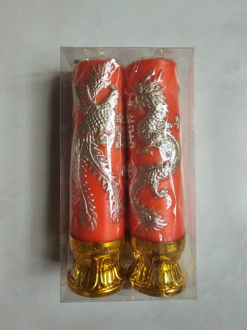 Dragon phoenix candles wedding, Everything Else on Carousell