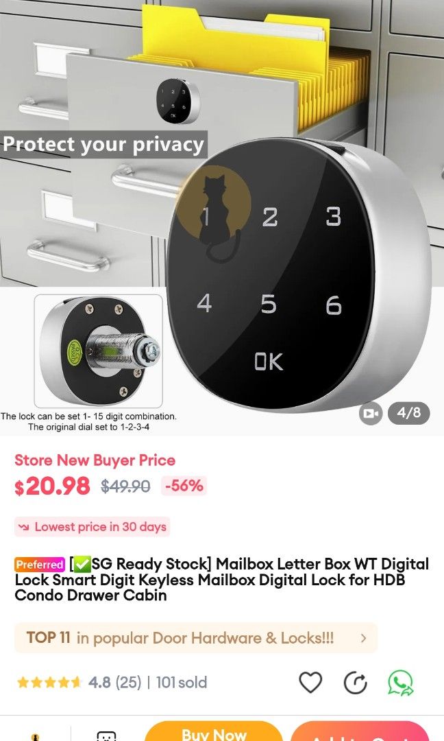 Electronic Number Lock, Furniture & Home Living, Security & Locks ...