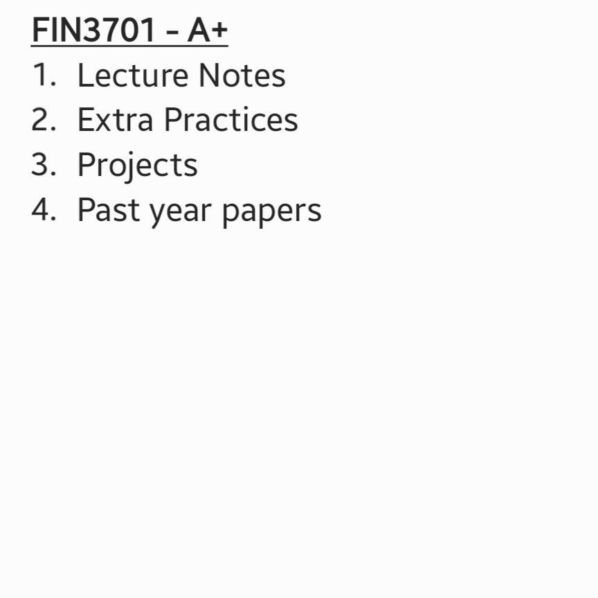 FIN3701 A+ Notes, Everything Else on Carousell