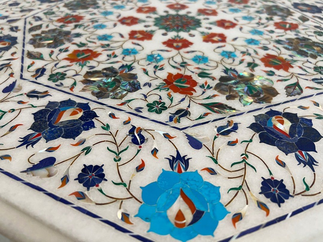 Genuine Taj Mahal stones side marble table from Agra India, Furniture ...