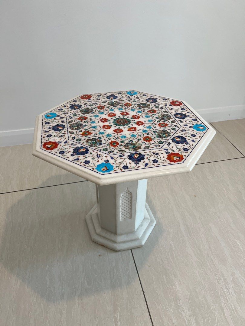 Genuine Taj Mahal stones side marble table from Agra India, Furniture ...