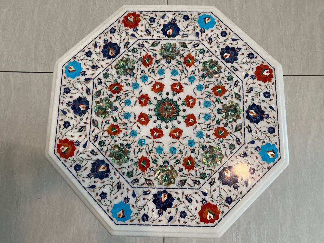 Genuine Taj Mahal stones side marble table from Agra India, Furniture ...