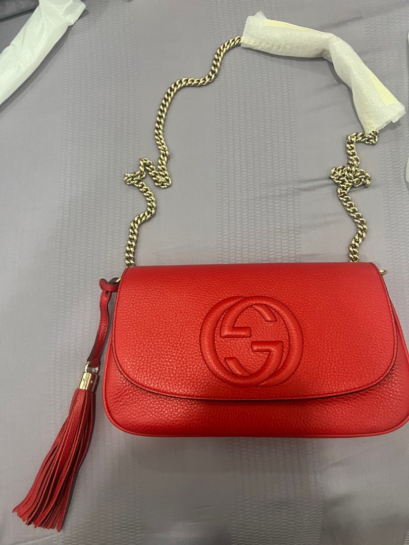 Gucci Red Leather Small Soho Crossbody Bag, Luxury, Bags & Wallets on ...