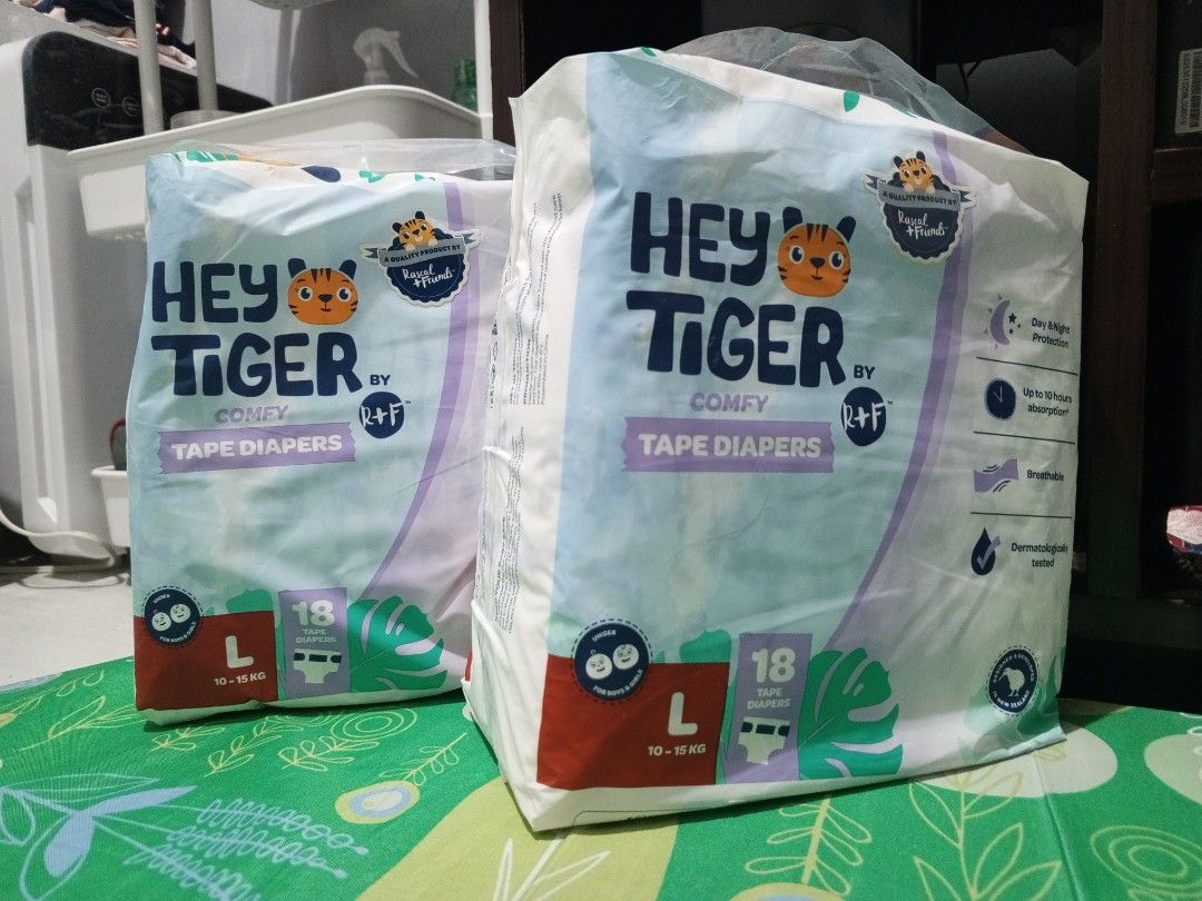 Hey Tiger Diaper Tape Large, Babies & Kids, Bathing & Changing, Diapers ...