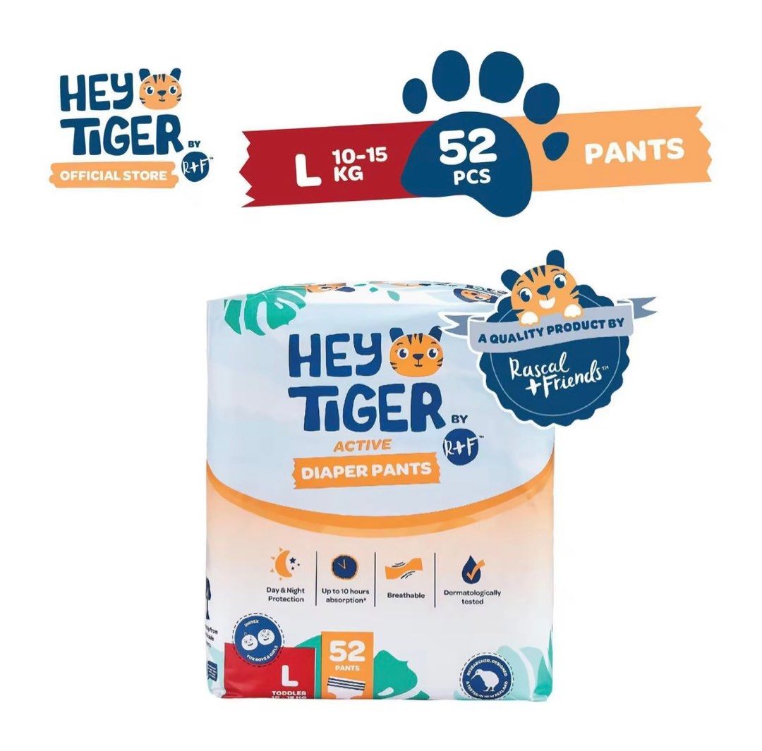 Hey tiger pants diaper L, Babies & Kids, Bathing & Changing, Diapers & Baby Wipes on Carousell