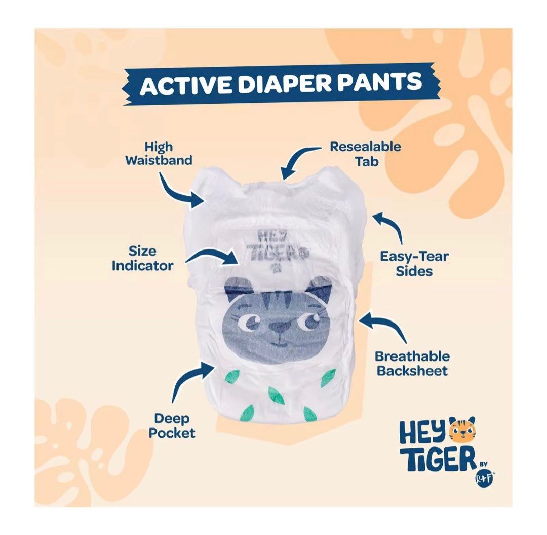 Hey tiger pants diaper L, Babies & Kids, Bathing & Changing, Diapers ...
