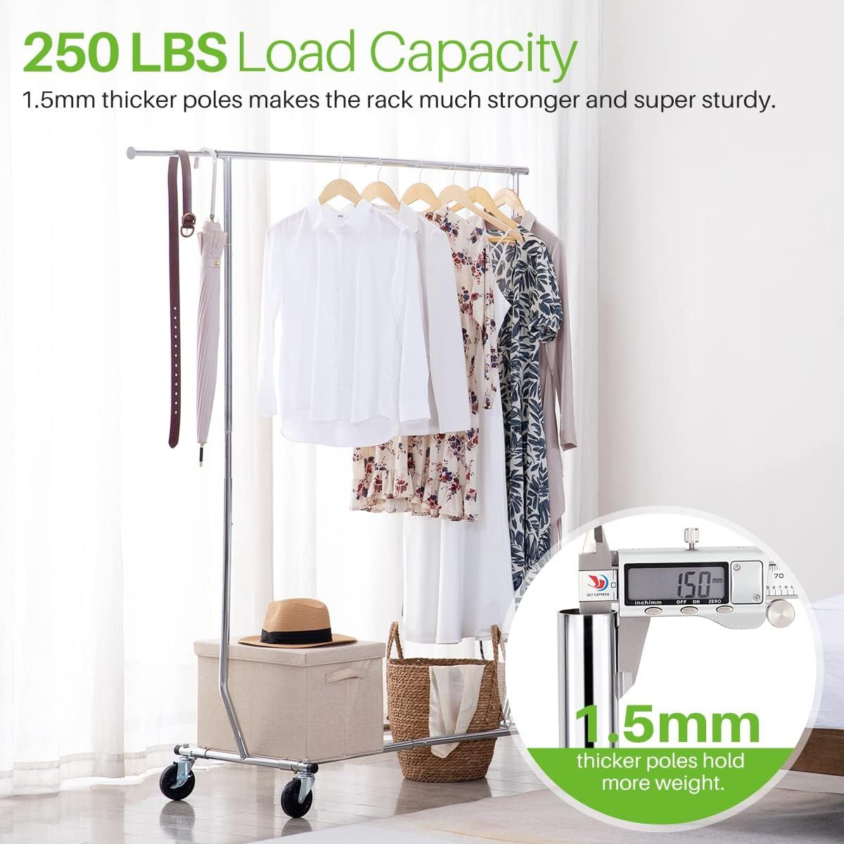 HOKEEPER 250 Lbs Load Capacity Commercial Grade Clothing Garment Racks ...