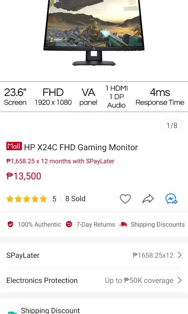 HP X24C Gaming FHD Curved Monitor 144Hz, Computers & Tech, Desktops on ...