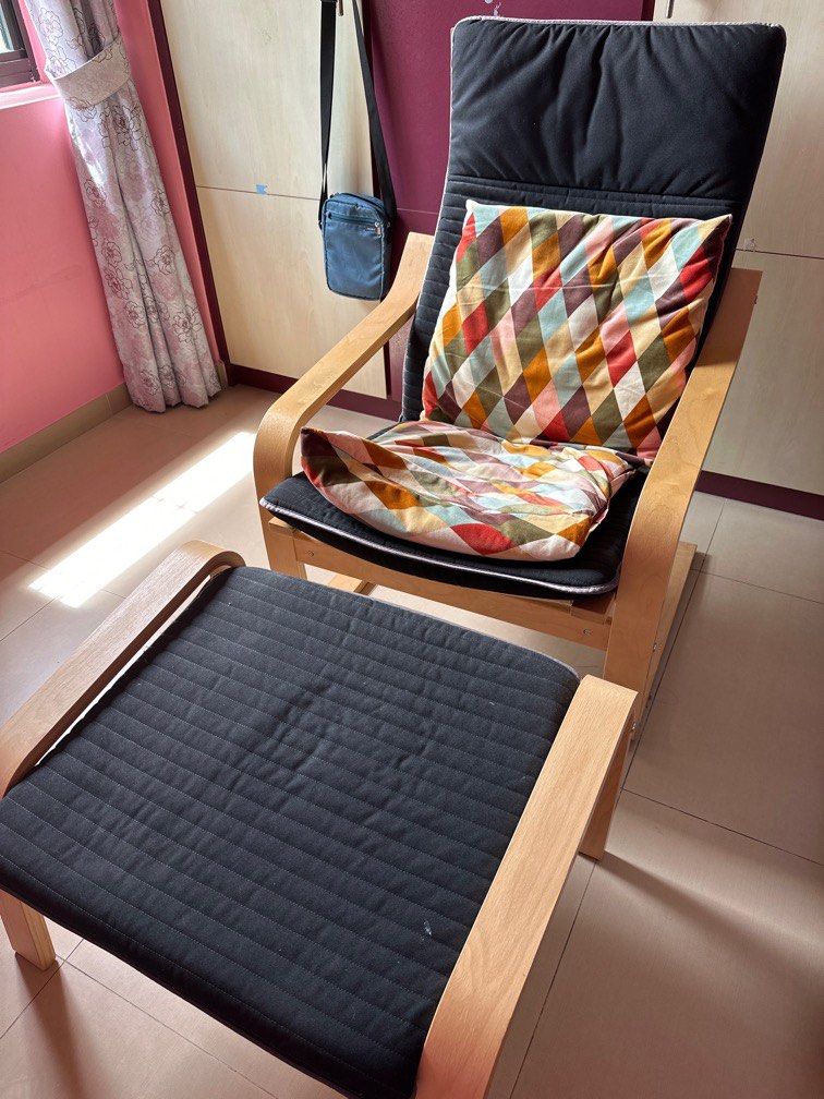 IKEA chair with leg rest, Furniture & Home Living, Furniture, Chairs on ...