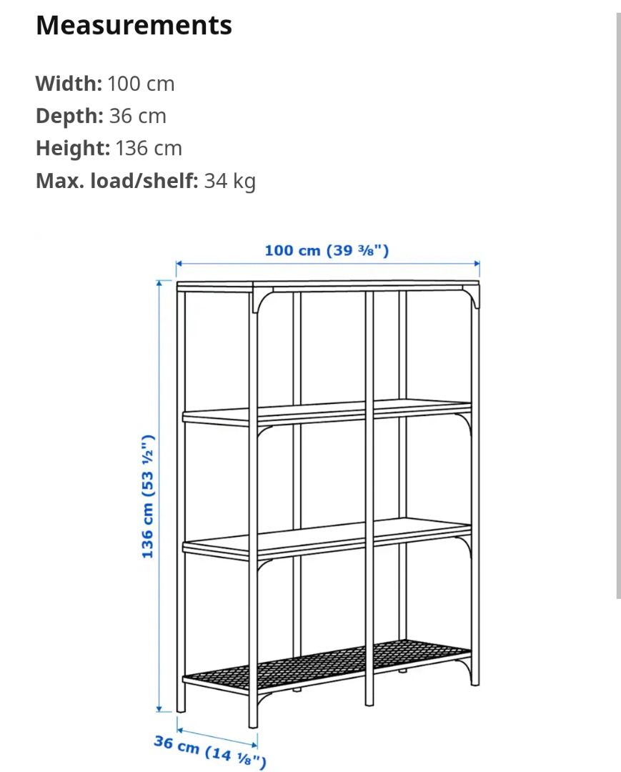 IKEA Fjallbo Shelving unit, black, 100x136 cm, Furniture & Home Living ...