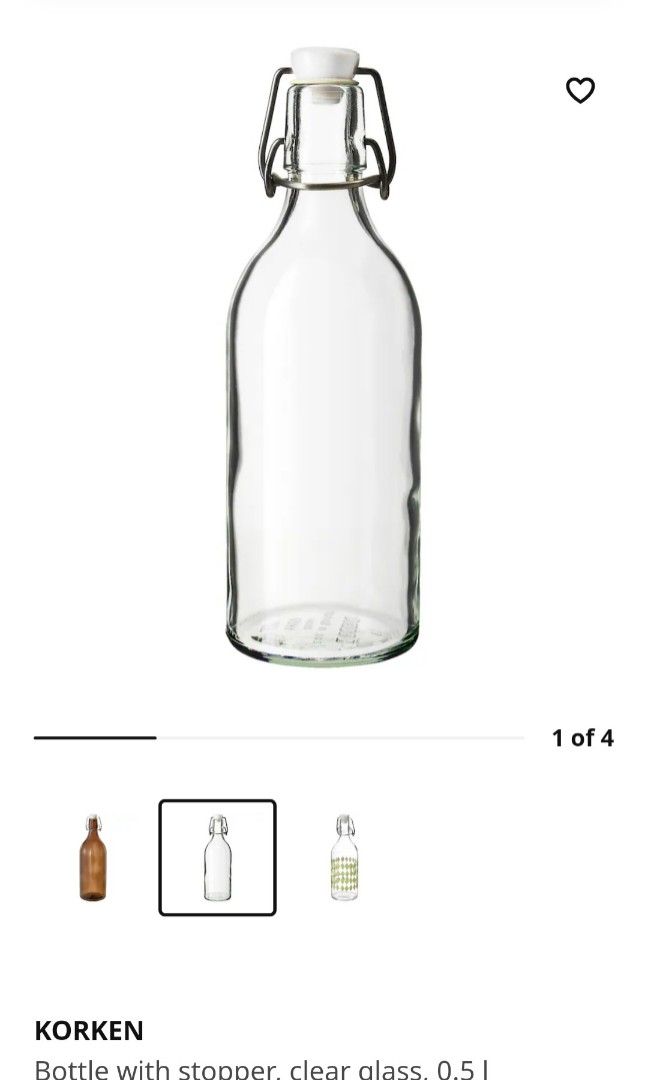 IKEA korken bottle with stopper 1L and 0.5L, Furniture & Home Living ...