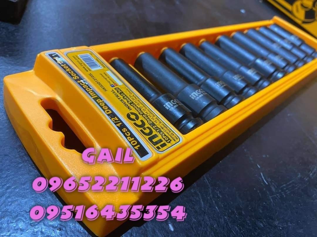 INGCO 10pcs 1/2” Drive Deep Impact Socket Set - HKISSD12102L on Carousell