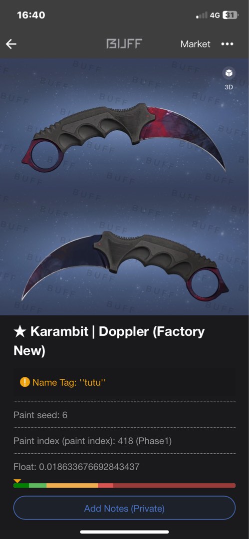 Karambit Doppler Phase 1, Video Gaming, Gaming Accessories, In-Game Products on Carousell
