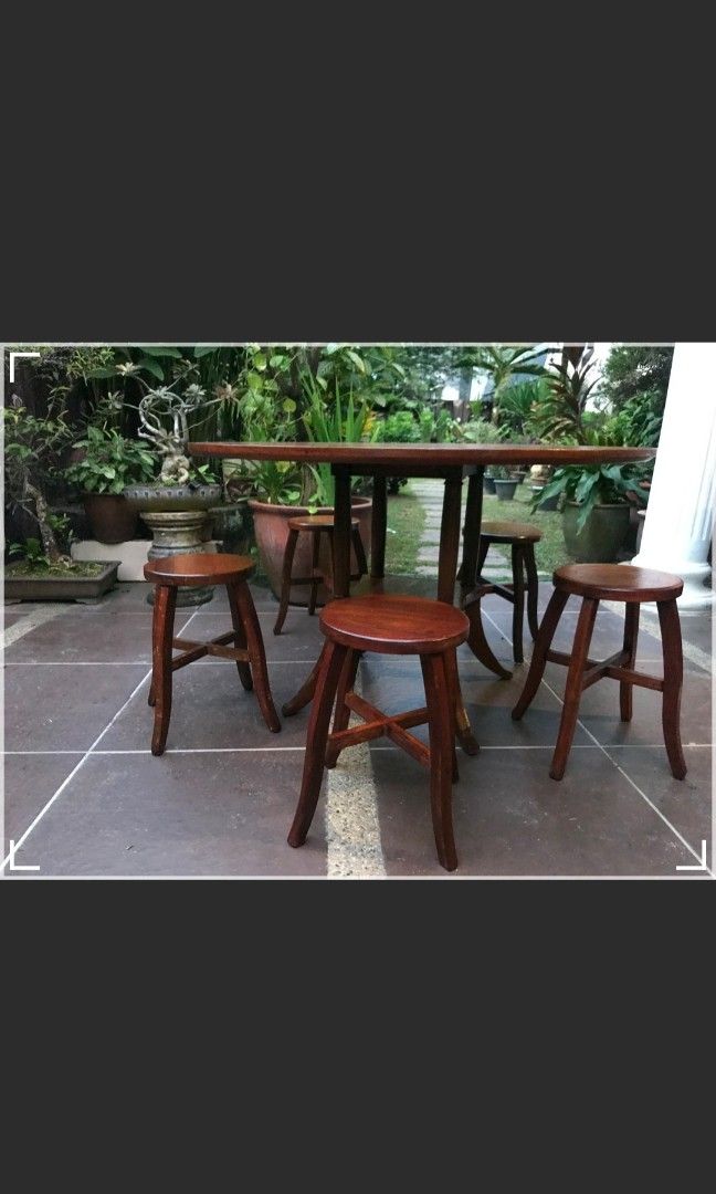 Last Century Chengal Wood Kopitiam Table Set FVUn3000922a11, Hobbies ...