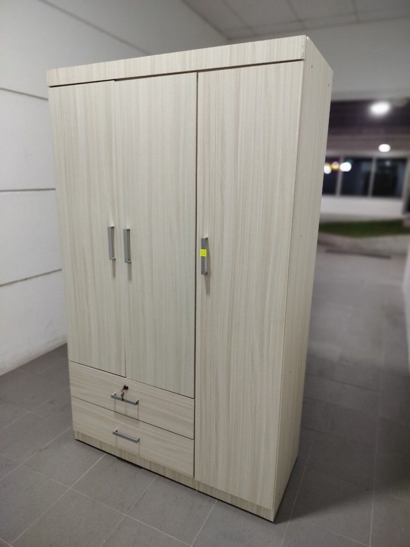 LEFAL II 3 DR Wardrobe in WHITE WASH, Furniture & Home Living, Furniture, Shelves, Cabinets ...