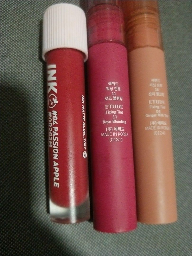 lip tints (peripera ink matte blur tint, etude house fixing tints ...
