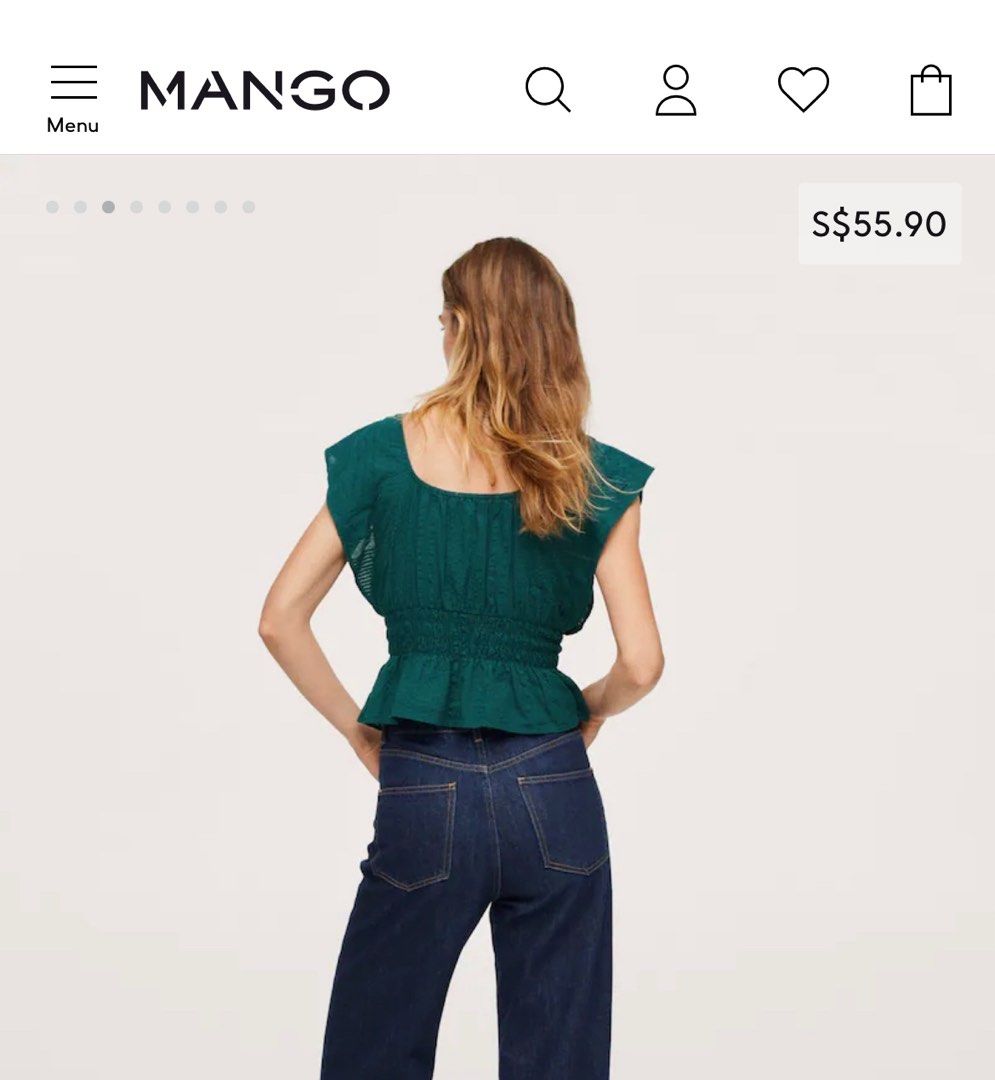 Mango forest green top, Women's Fashion, Tops, Blouses on Carousell