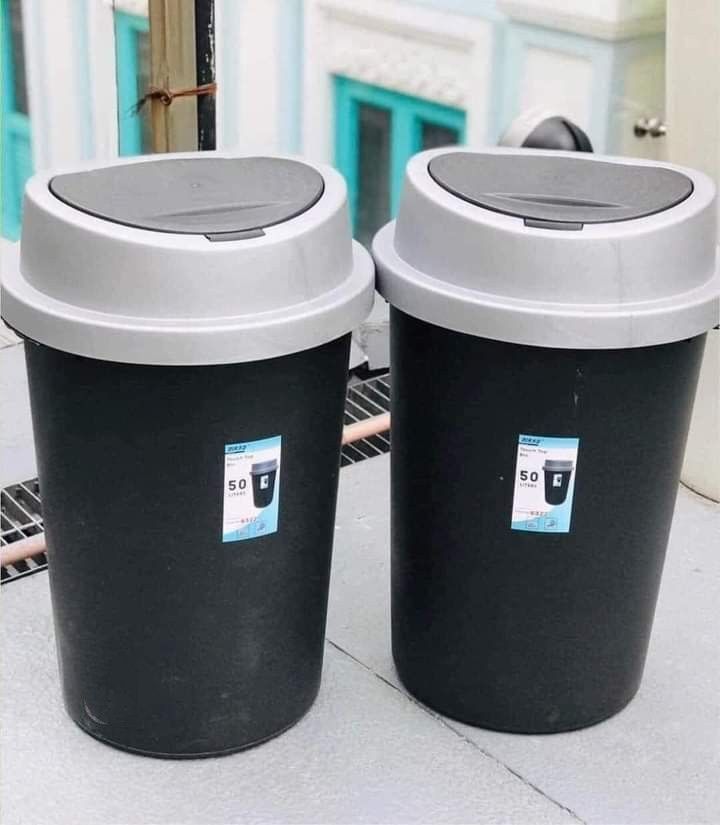 Nikko Round Trash Bin (50L), Furniture & Home Living, Home Improvement ...
