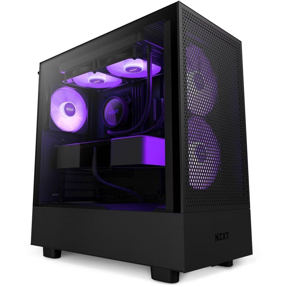 NZXT H5 Flow RGB Black White PC Computer Desktop Case Chassis ...