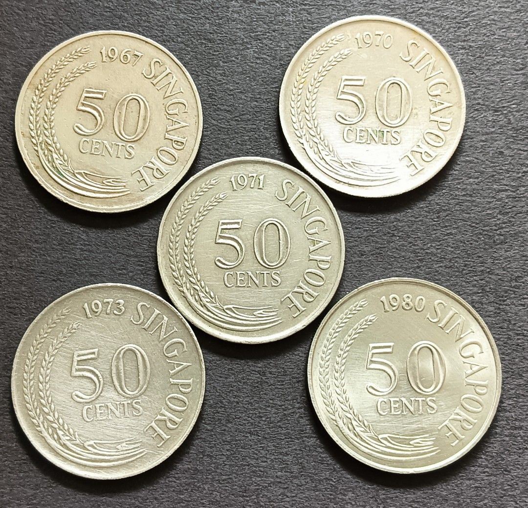 Old Singapore 50c coins 1967-1980 5X, Hobbies & Toys, Memorabilia ...