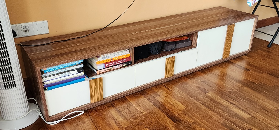 Preloved Solid TV console with lots of storage, Furniture & Home Living ...
